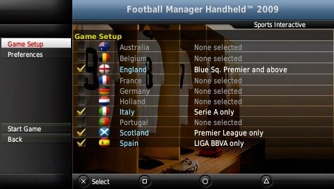 Screenshot of Football Manager Handheld 2009 (PSP, 2008) - MobyGames