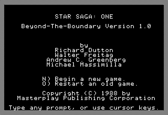 Screenshot of Star Saga: One - Beyond the Boundary (Apple II, 1988 ...