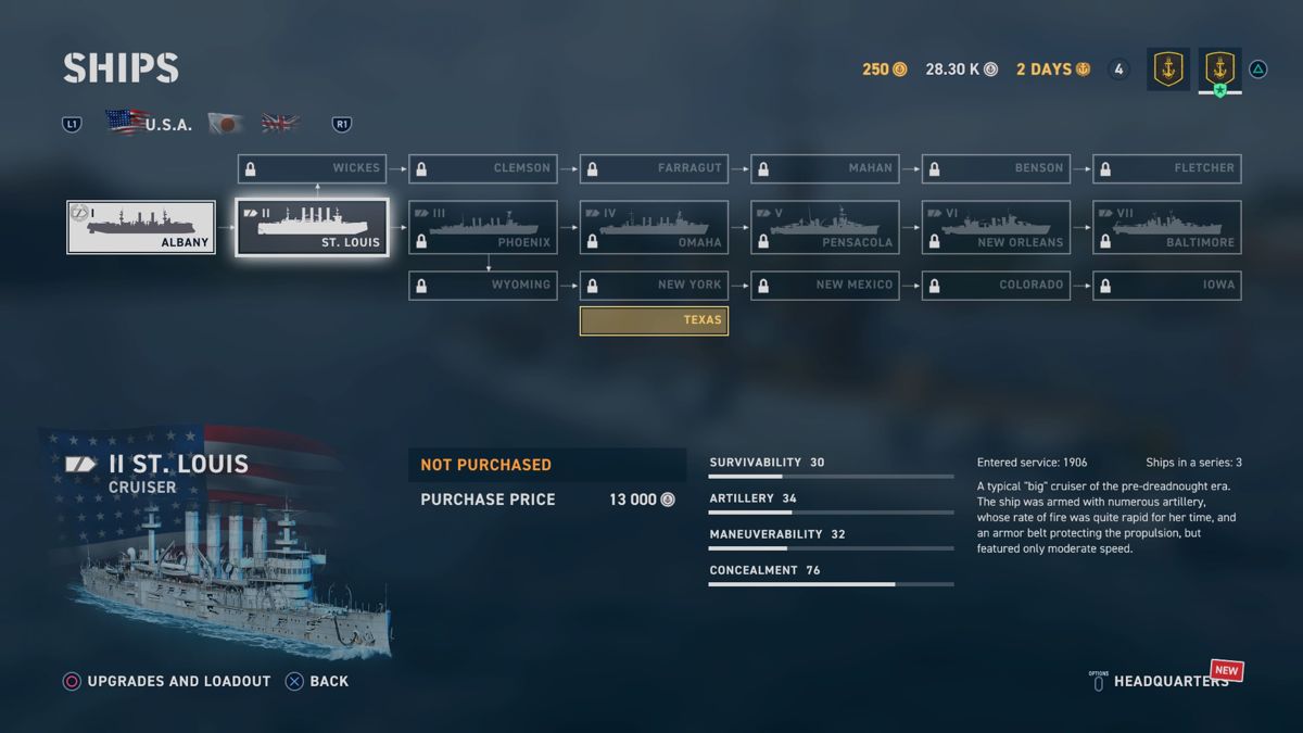 Screenshot of World of Warships: Legends (PlayStation 4, 2019) - MobyGames