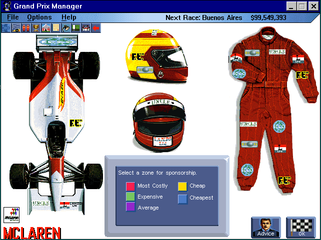 Screenshot of Grand Prix Manager (Windows 3.x, 1995) - MobyGames