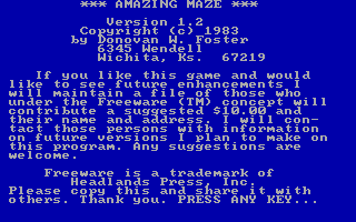 Amazing Maze (1983) - MobyGames