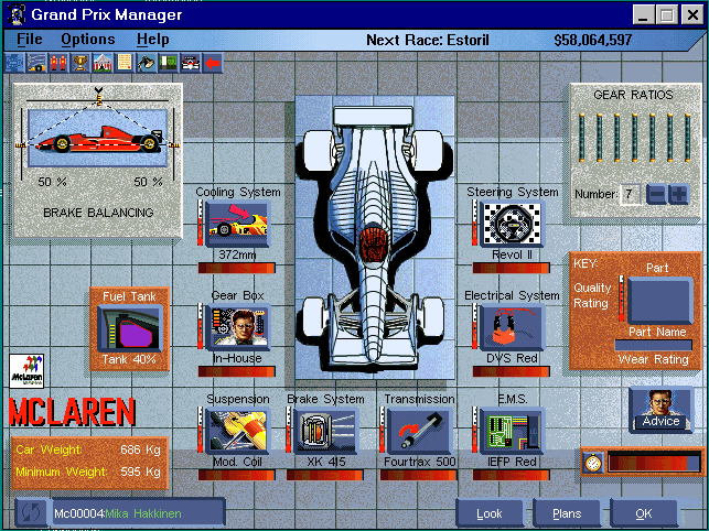 Screenshot of Grand Prix Manager (Windows 3.x, 1995) - MobyGames