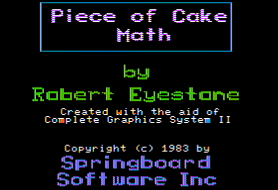Early Games: Piece of Cake Releases - MobyGames