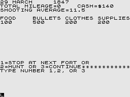 Screenshot of Pioneer Trail (ZX81, 1983) - MobyGames