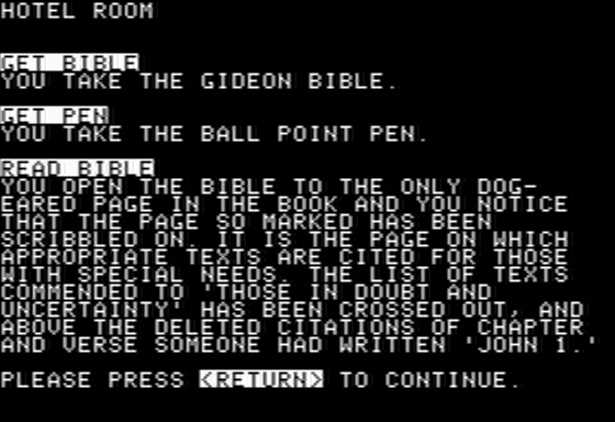 Screenshot of Amnesia (Apple II, 1986) - MobyGames