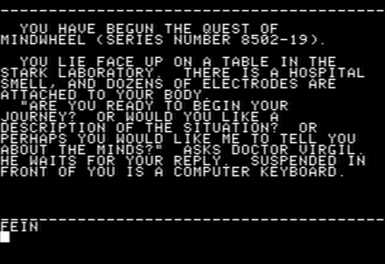 Screenshot of Mindwheel (Apple II, 1985) - MobyGames