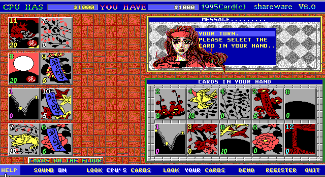 Screenshot of 1995Card+ (DOS, 1994) - MobyGames
