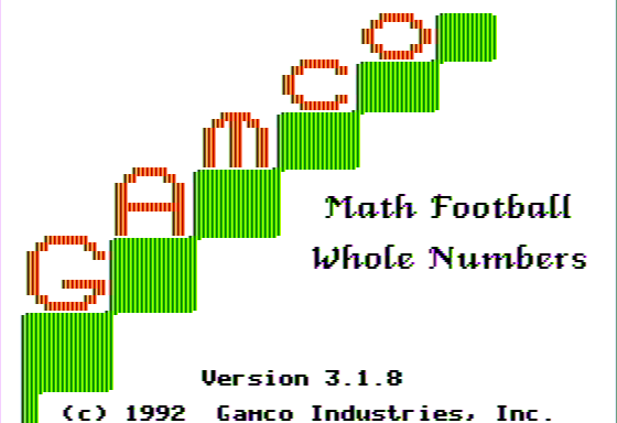 Math Football: Whole Numbers (1987) - MobyGames