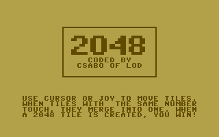 Screenshot of 2048 (Commodore 16, Plus/4, 2014) - MobyGames