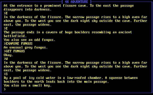 Screenshot of 4K Adventure (DOS, 1998) - MobyGames