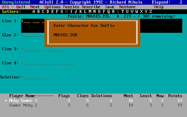 Screenshot of A Clue's Solution (DOS, 1993) - MobyGames