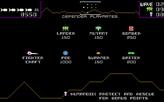 Screenshot of Defender (DOS, 1992) - MobyGames