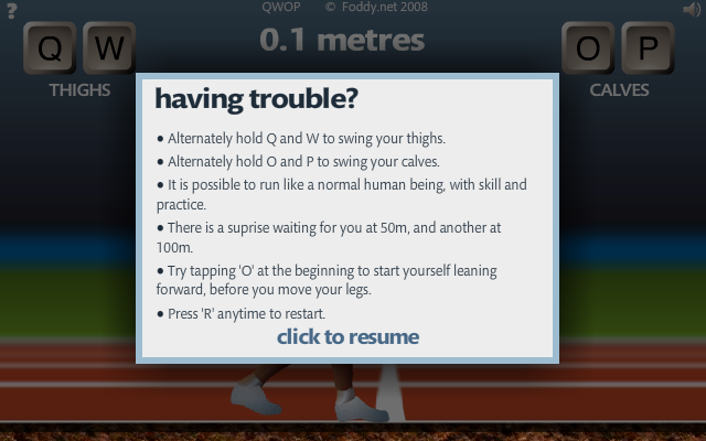 Screenshot of QWOP (Browser, 2008) - MobyGames