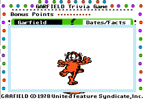 Screenshot of Garfield Trivia Game (Apple II, 1989) - MobyGames