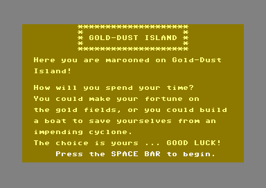Screenshot of Gold-Dust Island (Commodore 64, 1984) - MobyGames