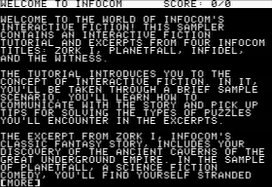 The Four-in-One Infocom Sampler screenshots - MobyGames