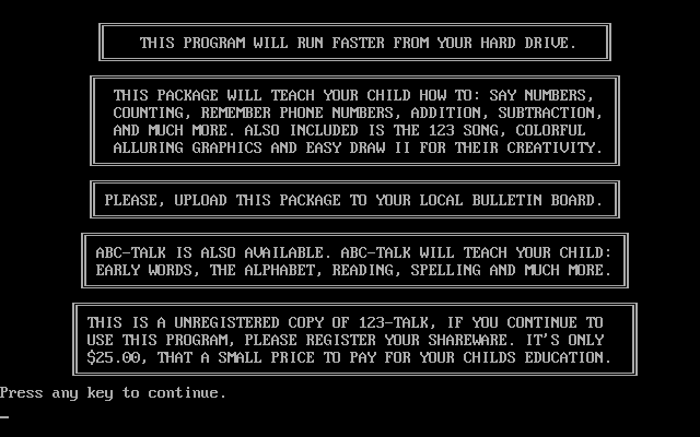 Screenshot of 123-Talk (DOS, 1993) - MobyGames