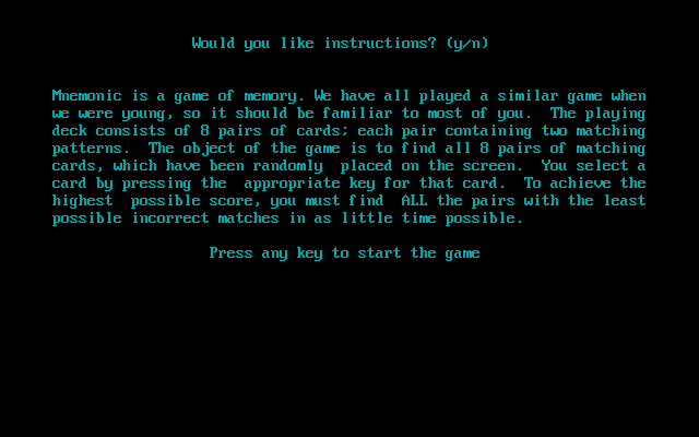 Mnemonic (1988) - MobyGames