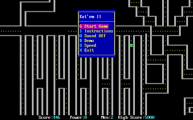 Screenshot of Eat'em II (DOS, 1988) - MobyGames