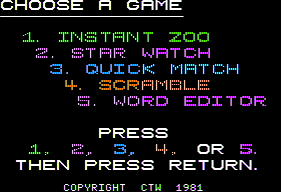 Instant Zoo (1981) - MobyGames