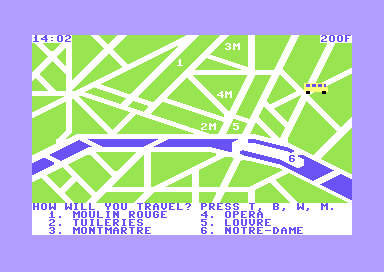 Screenshot of Passport to Paris (Commodore 64, 1984) - MobyGames