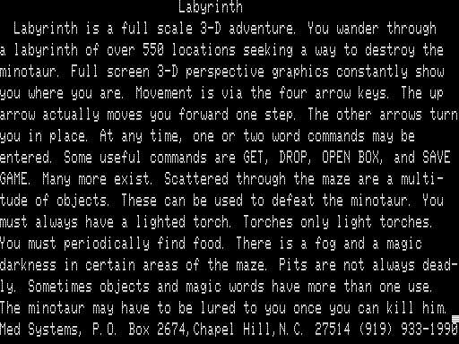 Labyrinth (1980) - MobyGames