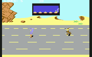 Screenshot of Road Runner (Commodore 64, 1986) - MobyGames