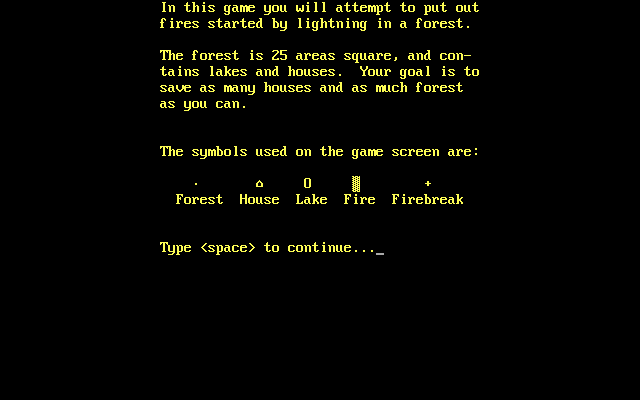 Screenshot of Fire Fighter (DOS, 1985) - MobyGames