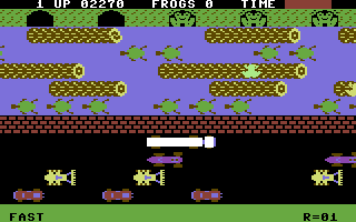 Screenshot of Frogger (Commodore 64, 1981) - MobyGames