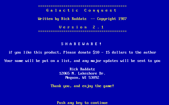 Galactic Conquest (1987) - MobyGames