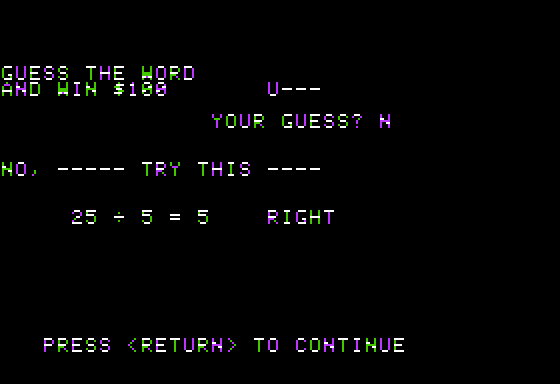 Screenshot of Basic Math Facts and Games (Apple II, 1981) - MobyGames
