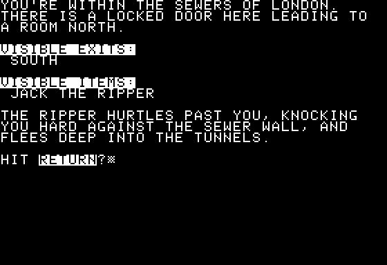 Screenshot of Jack the Ripper II (Apple II, 1983) - MobyGames