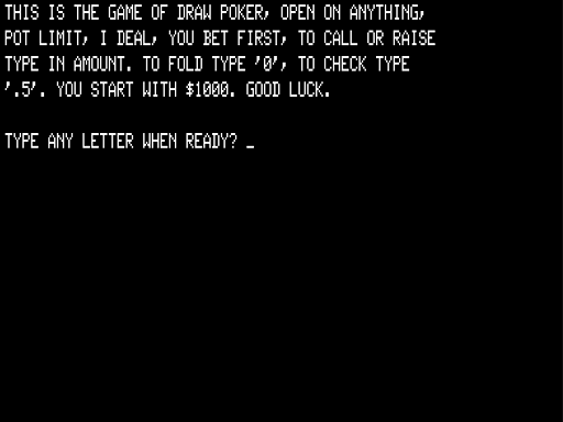 Draw Poker (1979) - MobyGames