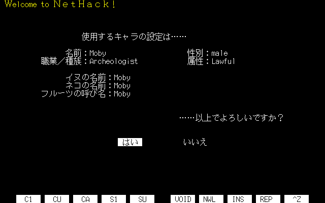 Screenshot of NetHack (PC-98, 1987) - MobyGames