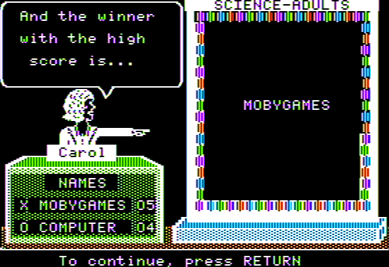 Screenshot of Tic Tac Show (Apple II, 1982) - MobyGames