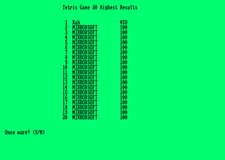 Screenshot of Tetris (Amstrad PCW, 1988) - MobyGames