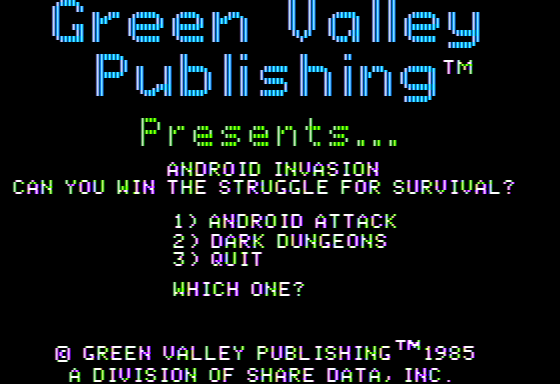 Android Invasion (1985) - MobyGames