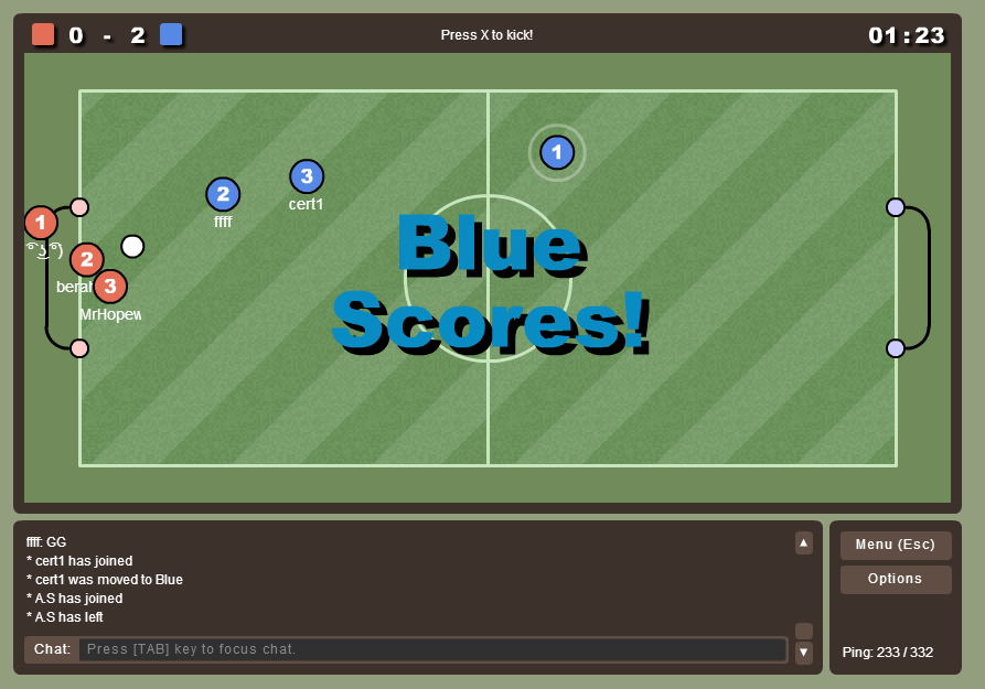 Screenshot of HaxBall (Browser, 2010) - MobyGames